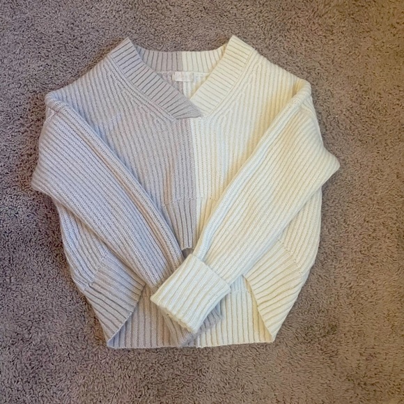 Altar'd State | Sweaters | Altard State Half Grey Half Ivory Sweater ...